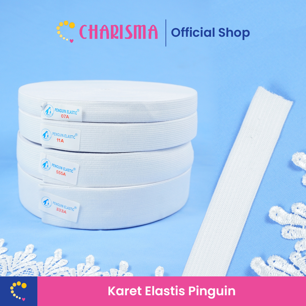 Karet Elastis Penguin - Karet Elastis 2cm/2,5cm/3cm/4cm Per Roll (28 Yard) - Charisma